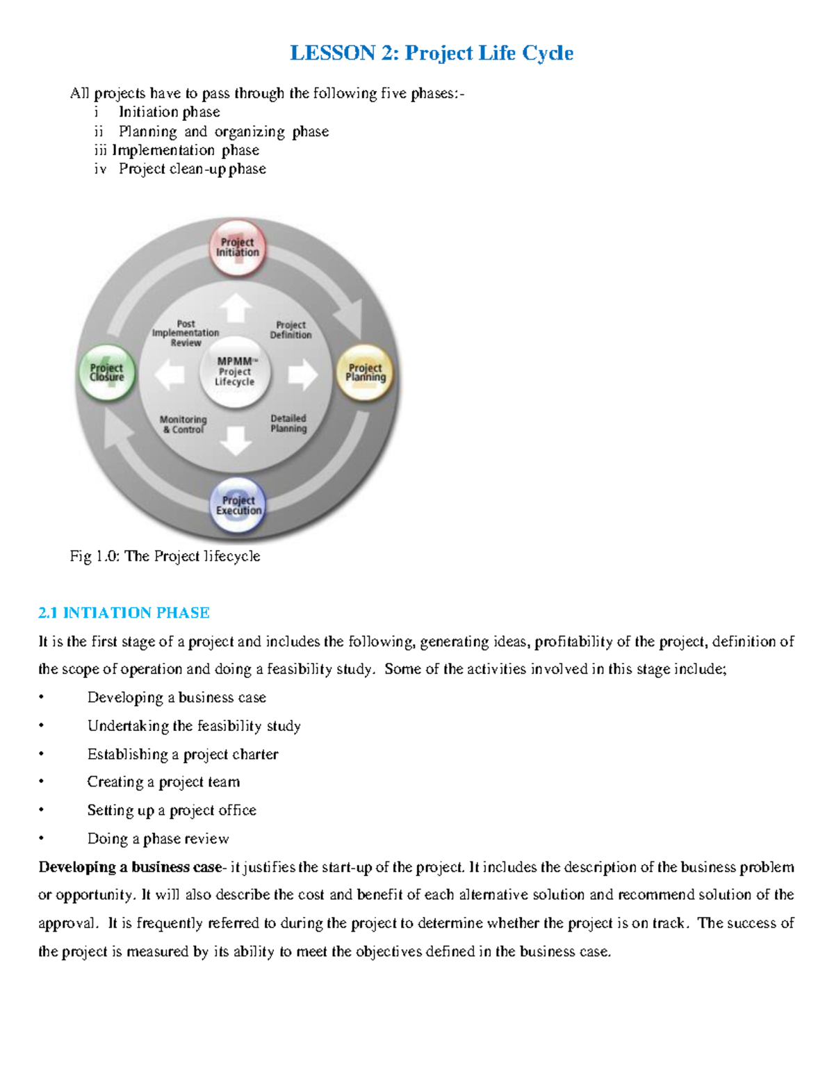 Project Management Fundamentals: Lesson 2 - Project Life Cycle Overview ...