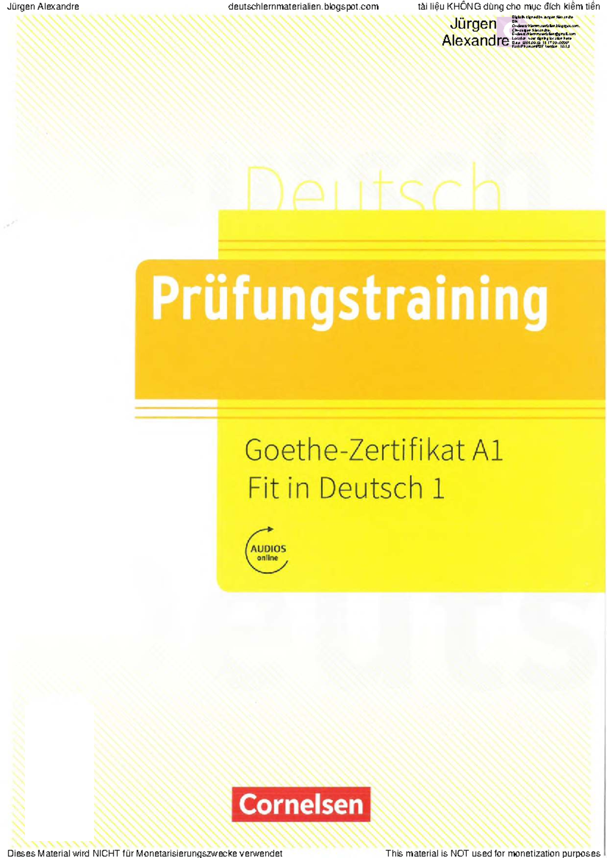 Prüfungstraining Goethe Zertifikat A1 Fit in Deutsch 1 - Jürgen ...