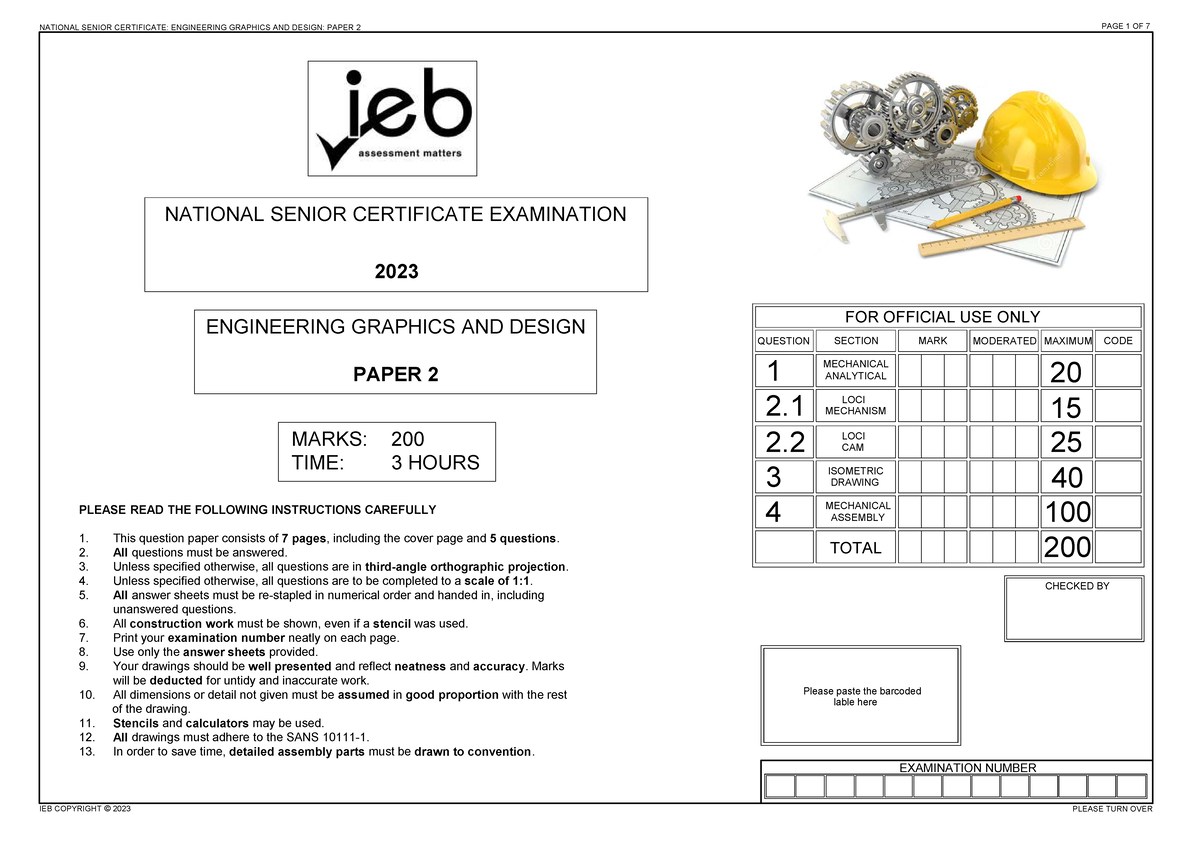EGD 2023: National Senior Certificate Engineering Graphics & Design ...