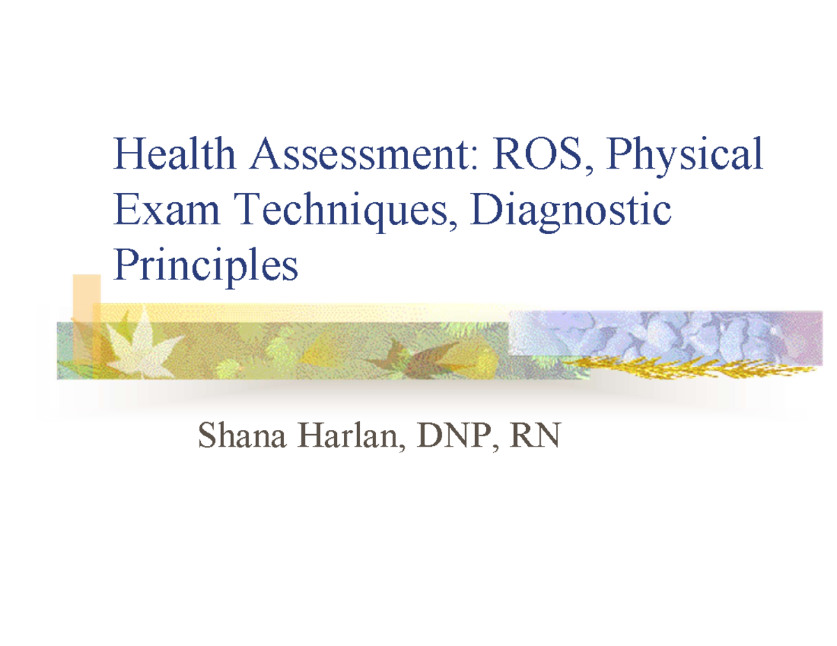 Interview%2C+ROS%2C+PE+equip%2C+Diagnostic+principles Student - Health ...