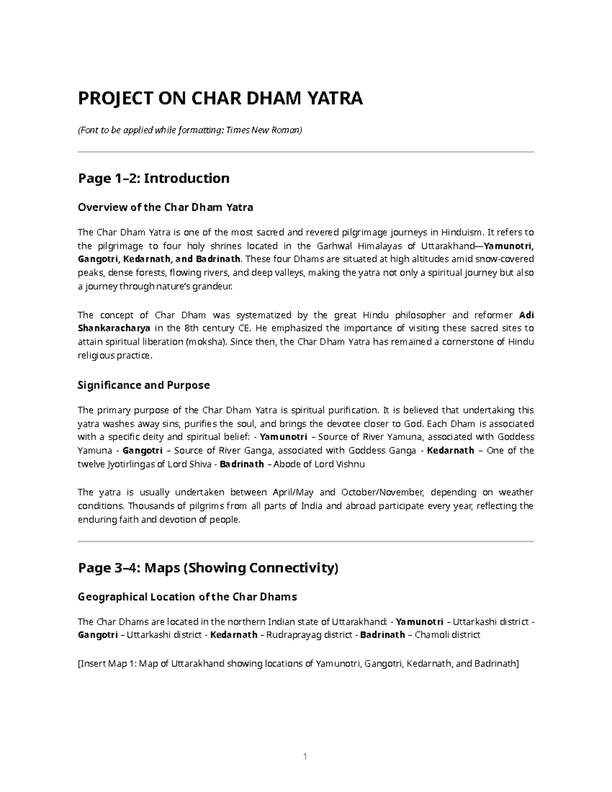 Project on Char Dham Yatra: A Sacred Pilgrimage Journey - Studocu
