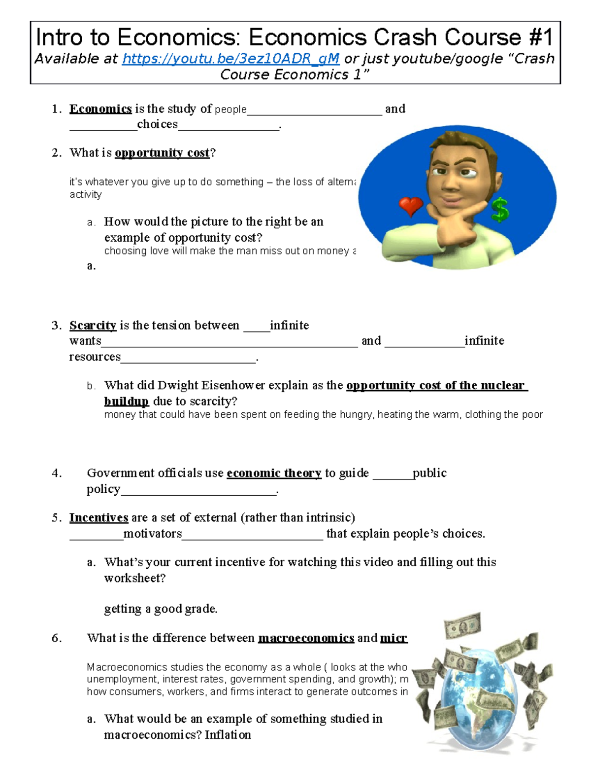 Crash Course Economics 1 Intro to Economics - Intro to Economics ...