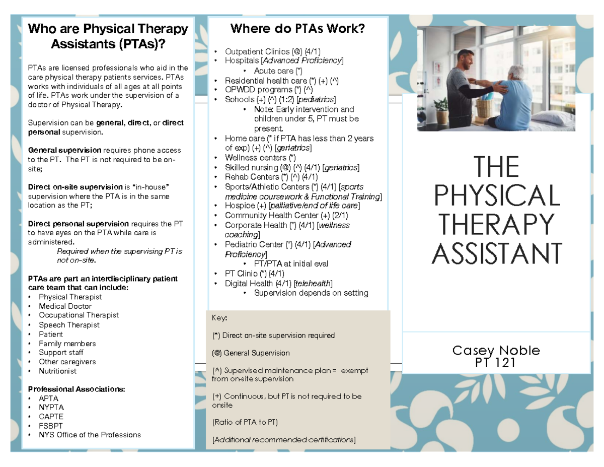 PTA Roles & Responsibilities: A Guide for PT 121 Students - Studocu