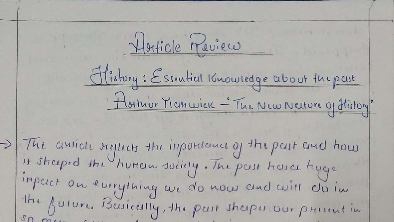 Article Review: The Impact of History on Society (HIST 101) - Studocu