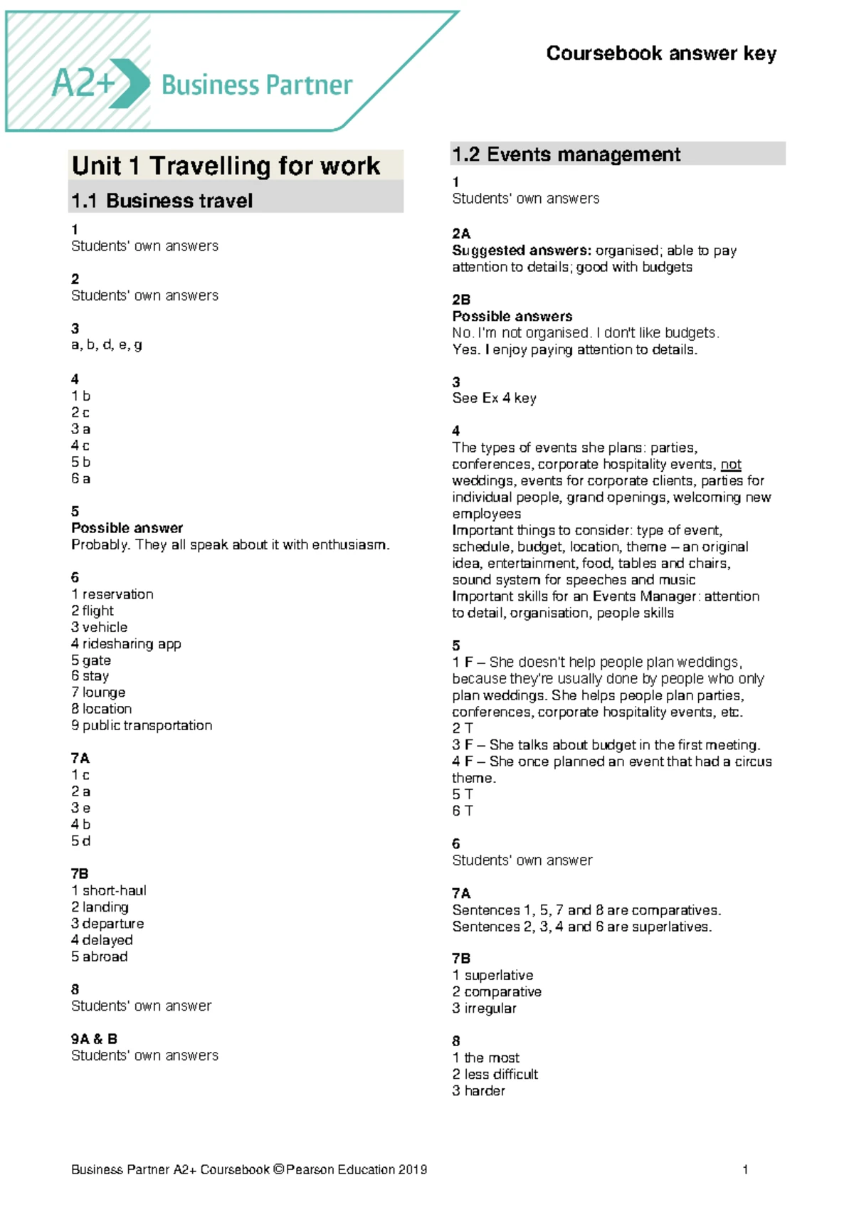 BP A2 CB AK - Business Partners A2 CB Answer Keys is a book that can ...