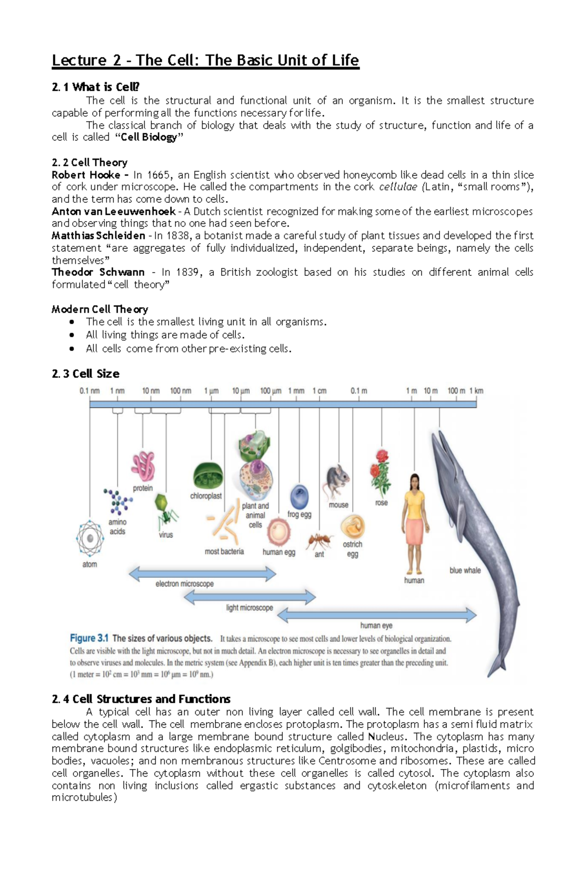 Lecture 2 - The Cell - The Basic Unit of Life - It is the smallest ...
