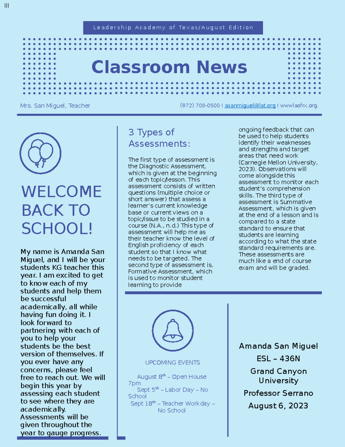ESL-436N-Newsletter: Assessing and Supporting English Learners - Studocu
