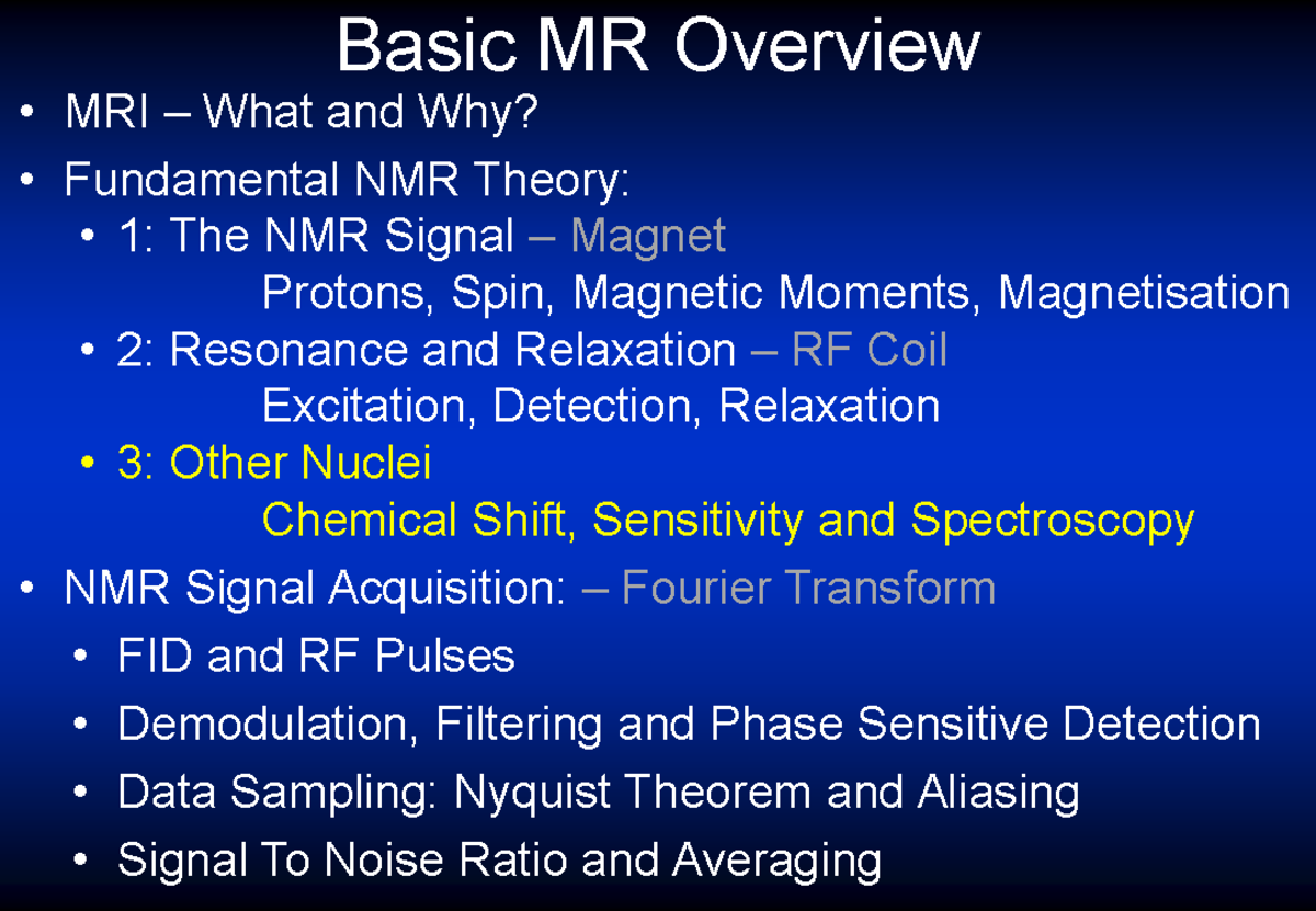 MPHY0019 Lecture 2: Signal Acquisition in MRI and NMR Theory - Studocu