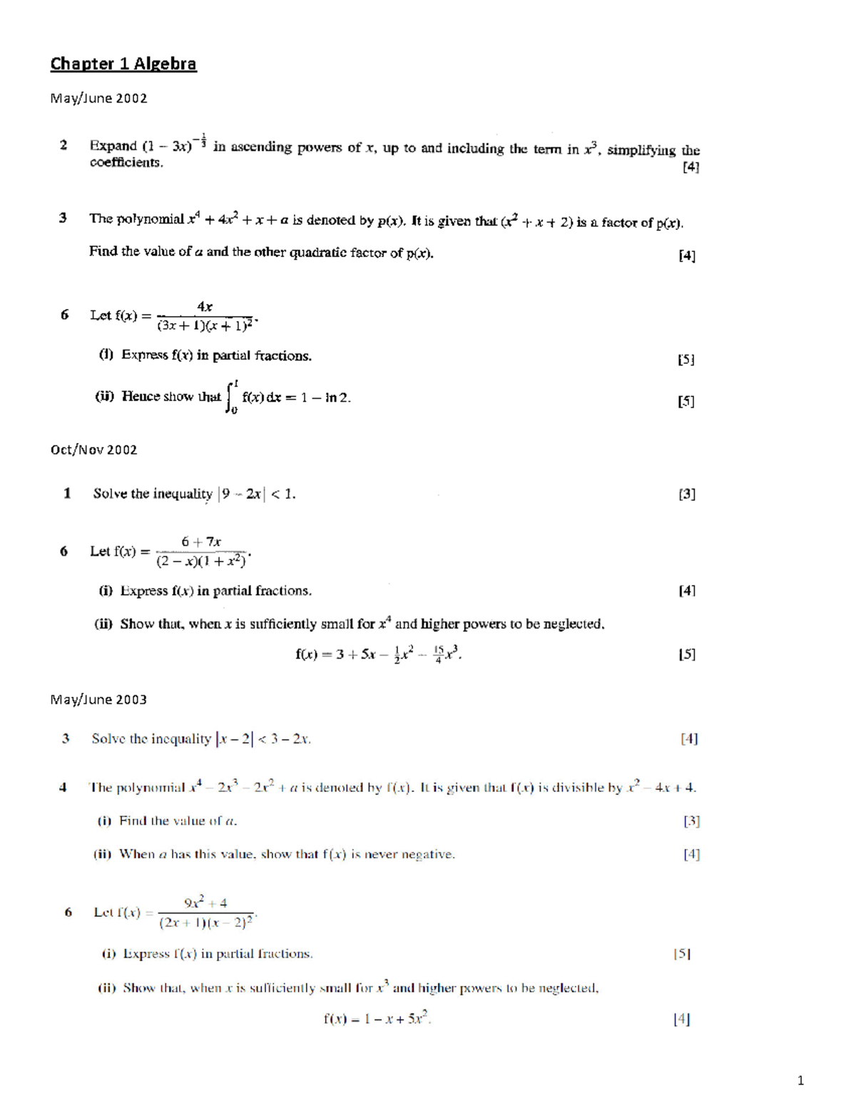 P3 Chapter 1 Algebra - CIE - - Studocu