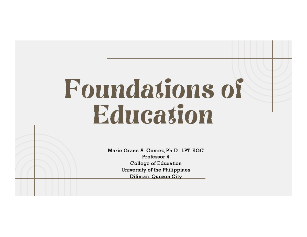 Foundations of Education: Key Philosophies and Concepts (EDU 101) - Studocu