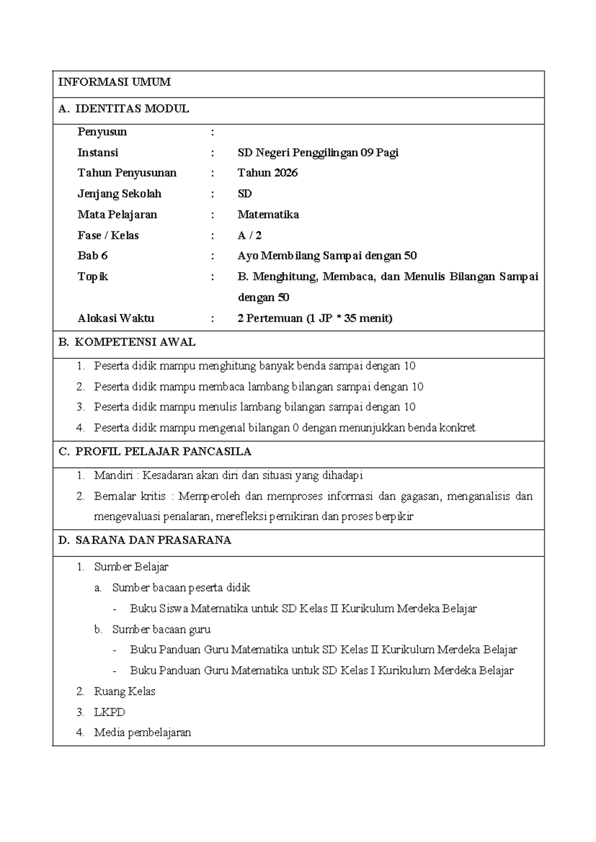 Modul Ajar Matematika Kelas 2: Bab 6 - Menghitung Bilangan Sampai 50 ...