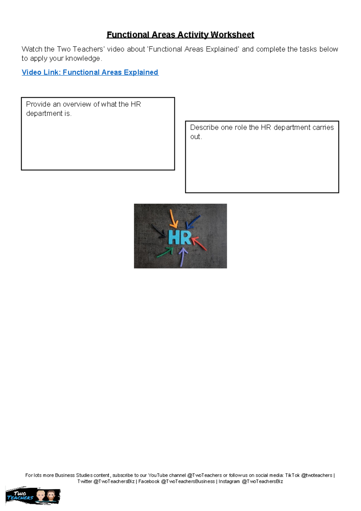 Functional Areas Worksheet for Business Studies Overview - Studocu