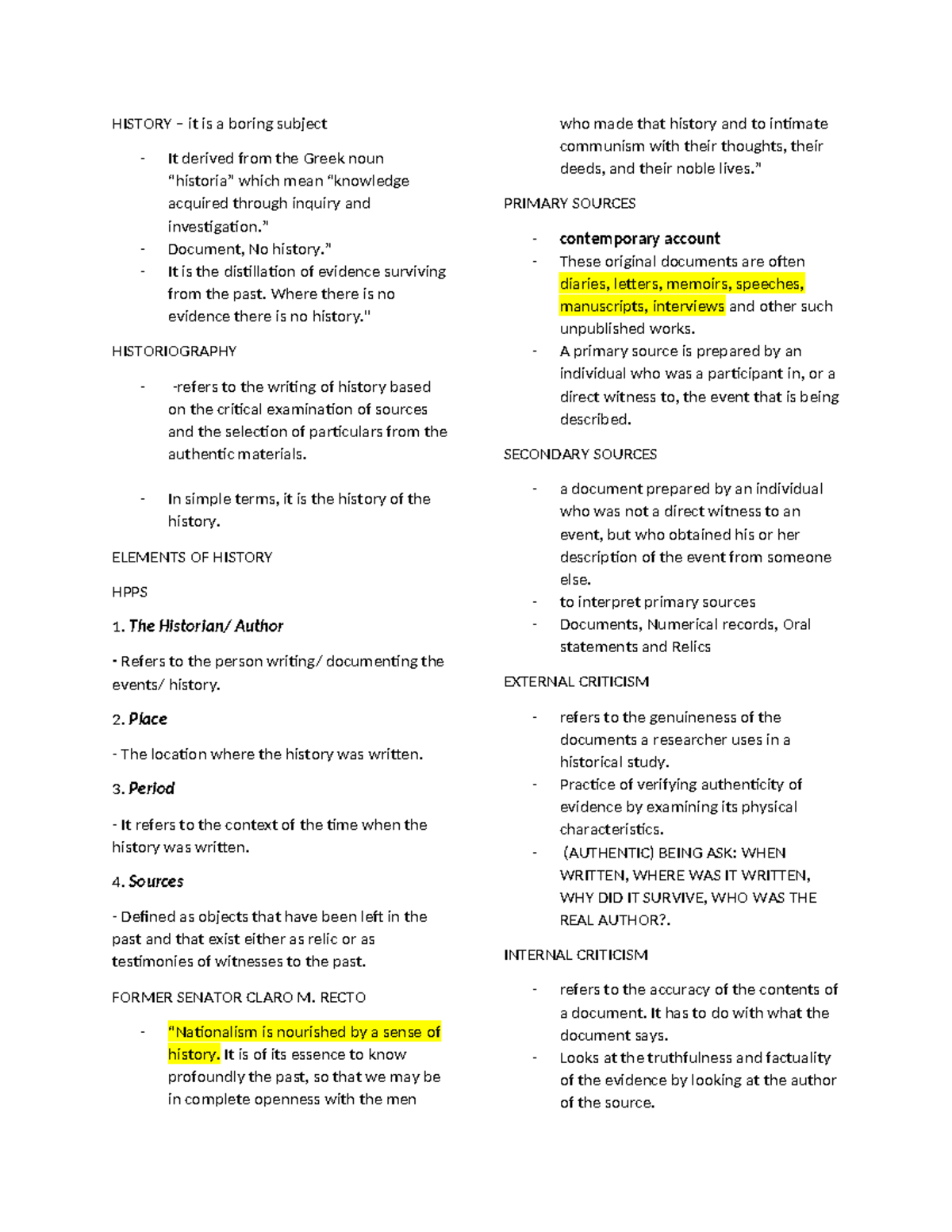RPH History - Understanding Historiography and Sources - Studocu
