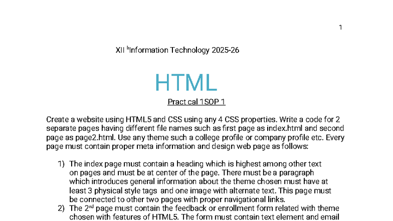 IT Journal XII: HTML & CSS Practical Assignments and Projects - Studocu