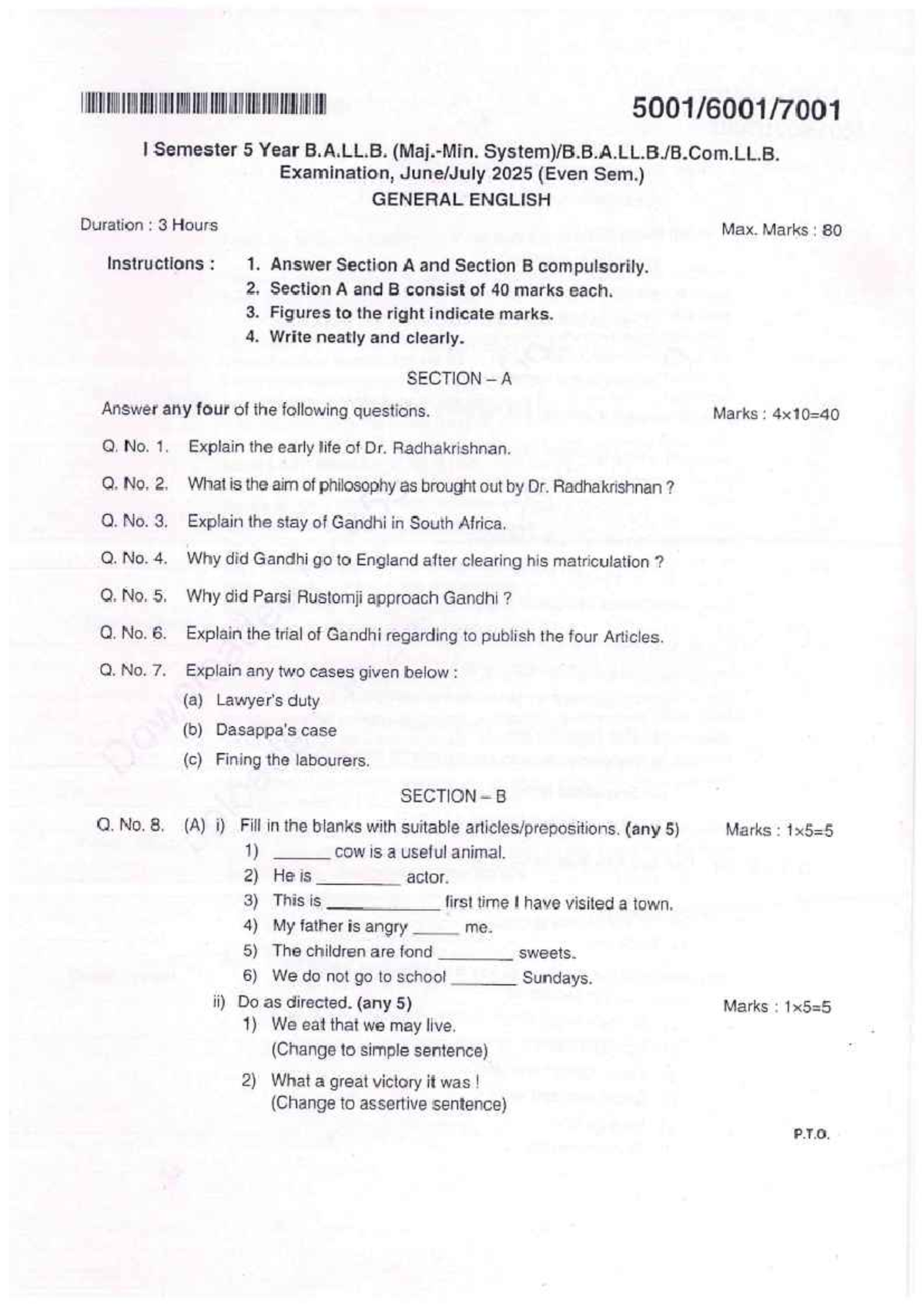 BBA-1 Sem General English Exam Paper - June 2025 - Studocu