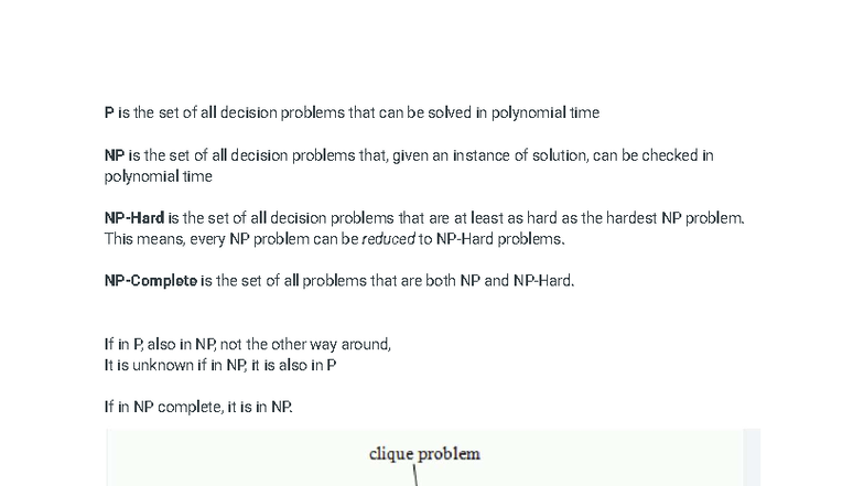 SC2001 Study Notes: Understanding P, NP, and NP-Complete Problems - Studocu