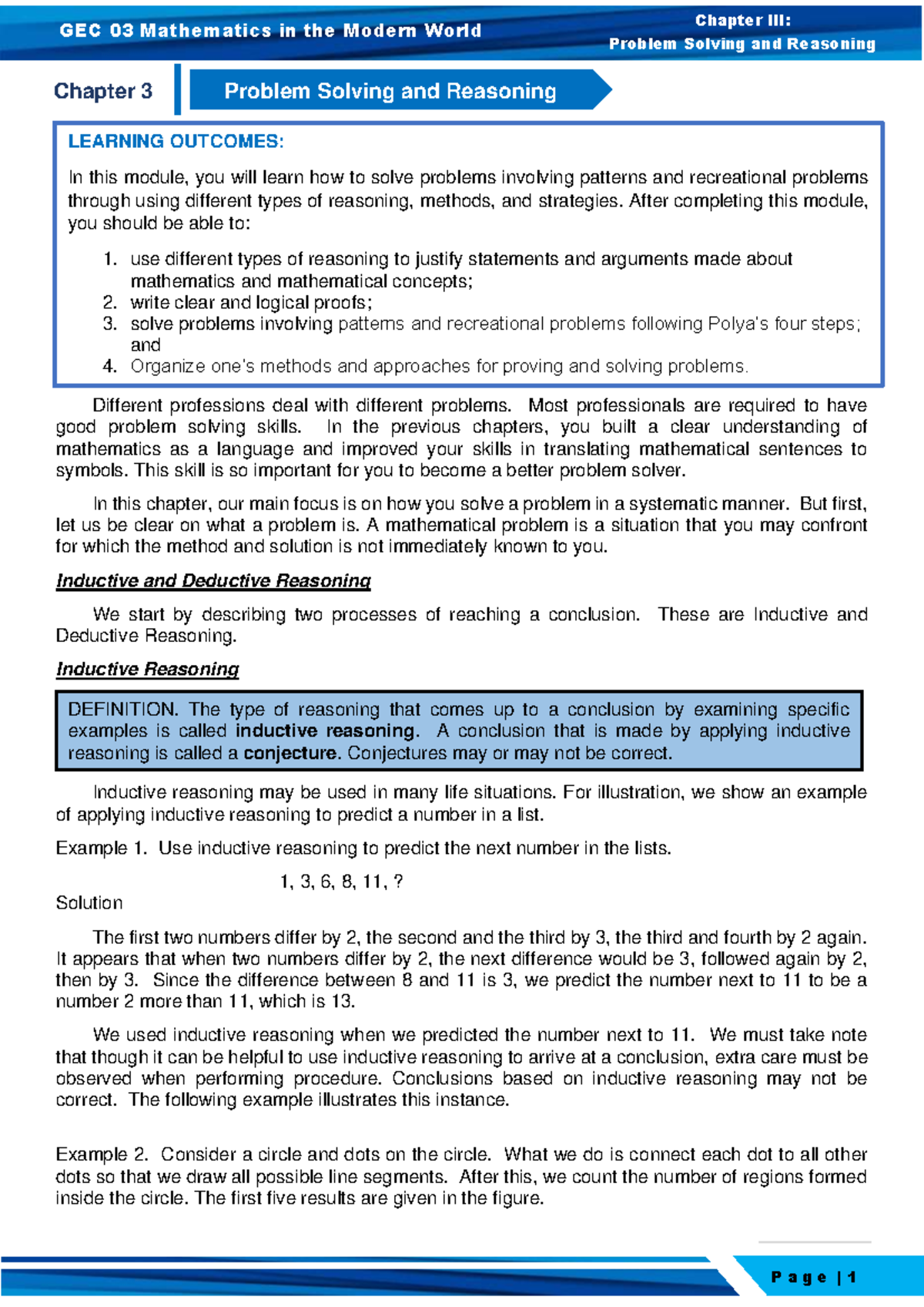 GEC 03 - Module 3: Problem Solving & Reasoning in Math - Studocu