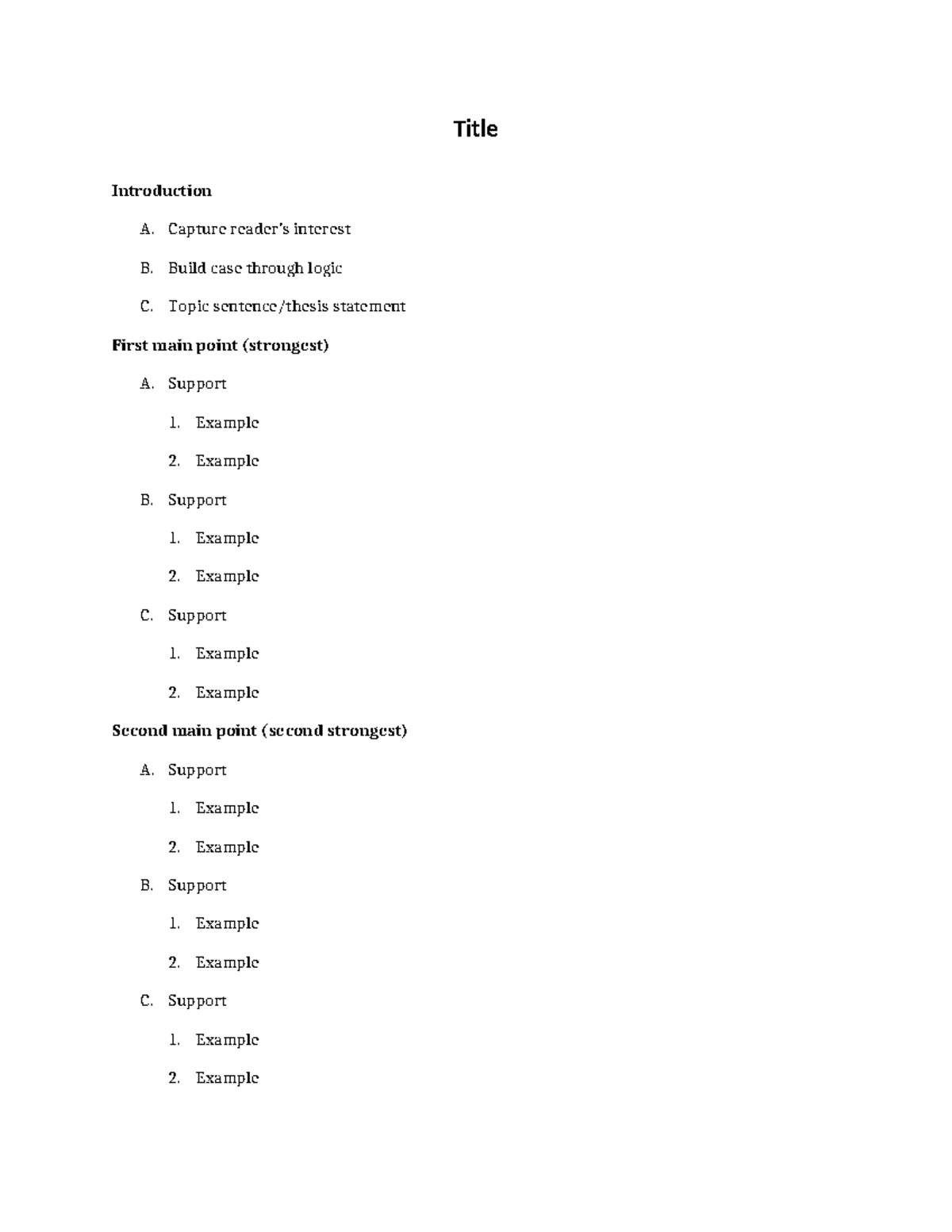 Outline Template for Essay Structure and Development - Studocu