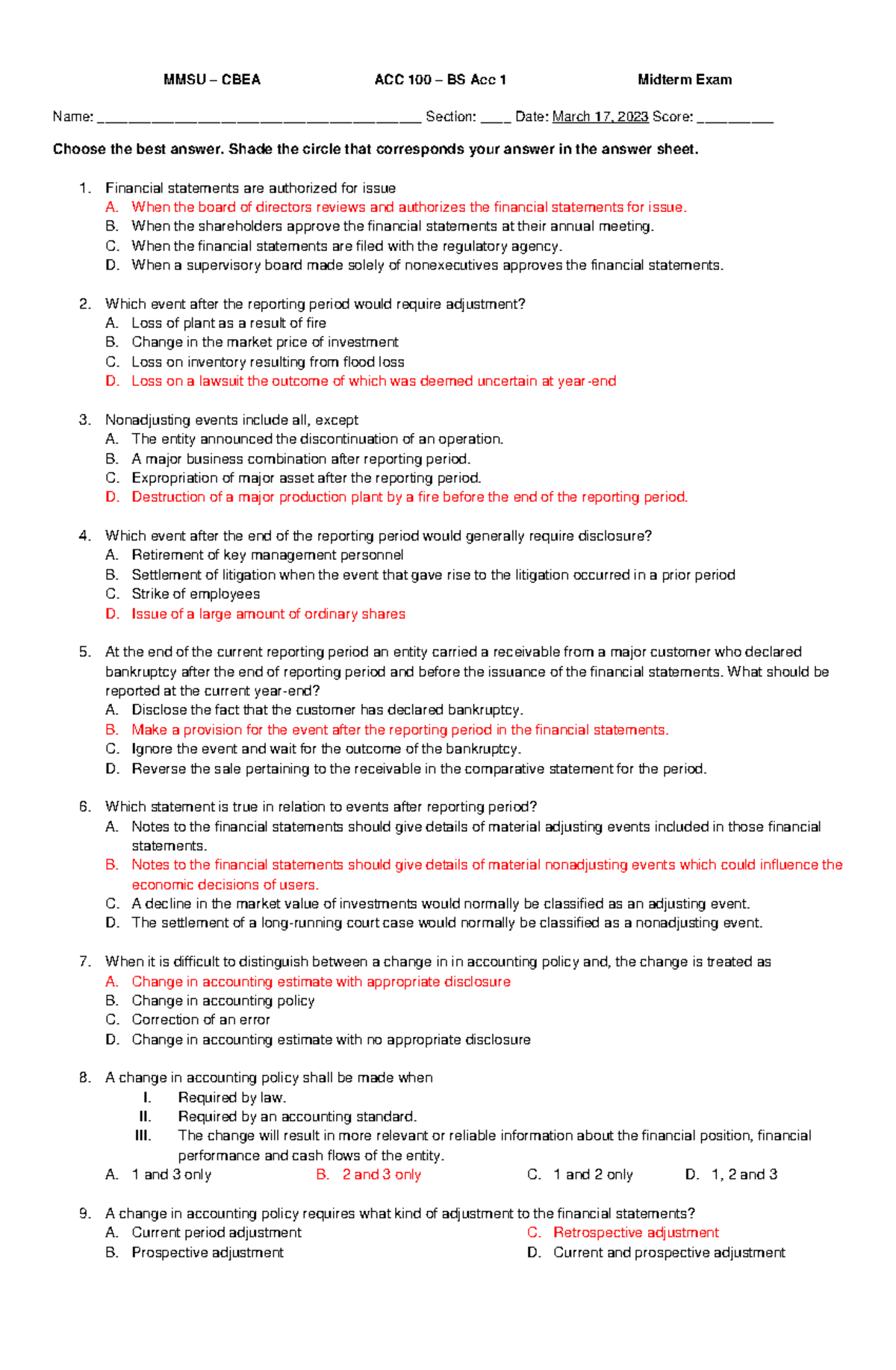 ACC-100-ME - Midterm Exam Review and Practice Questions - Studocu