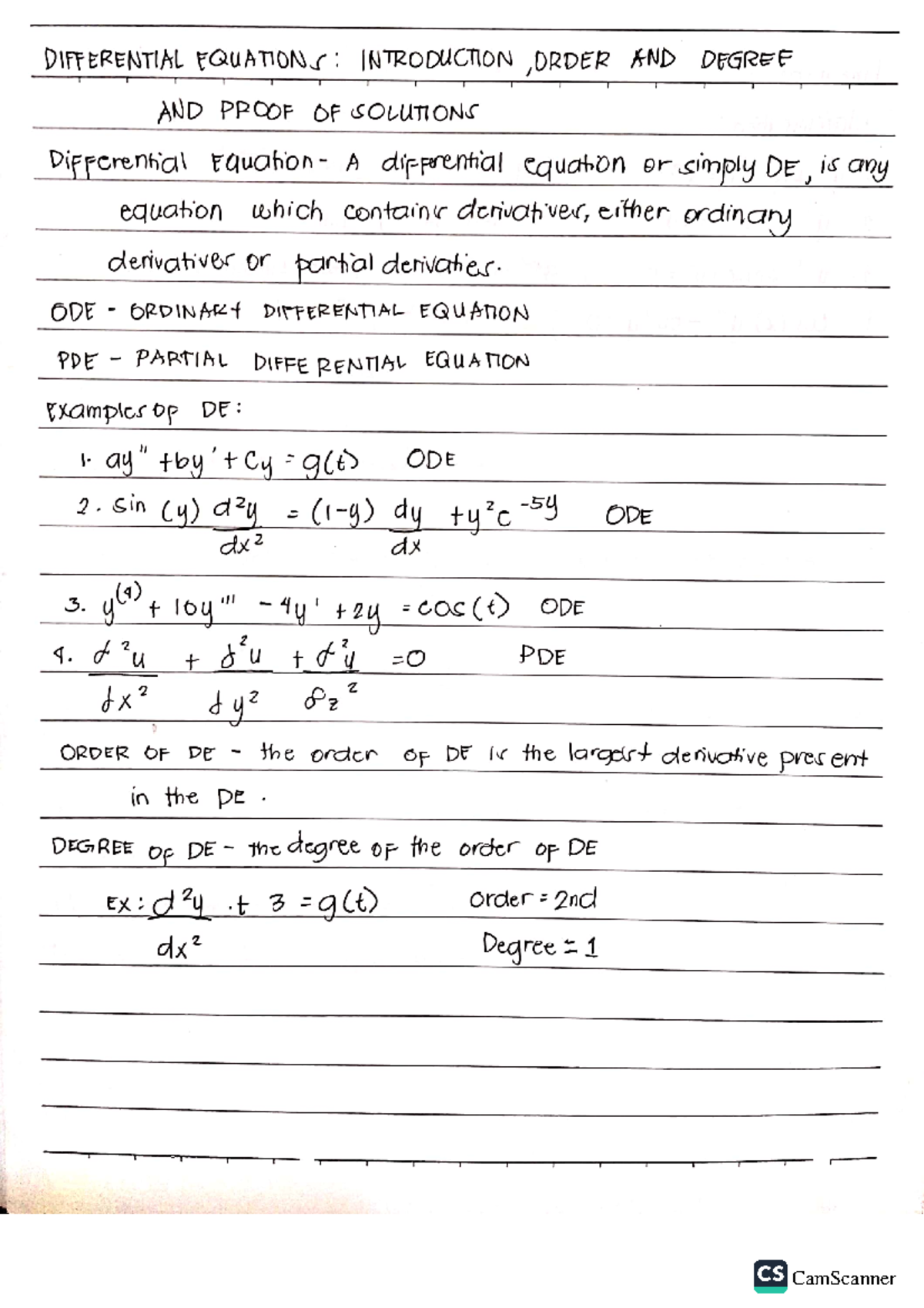 Comprehensive Study on Differential Equations (MATH 301) - Studocu