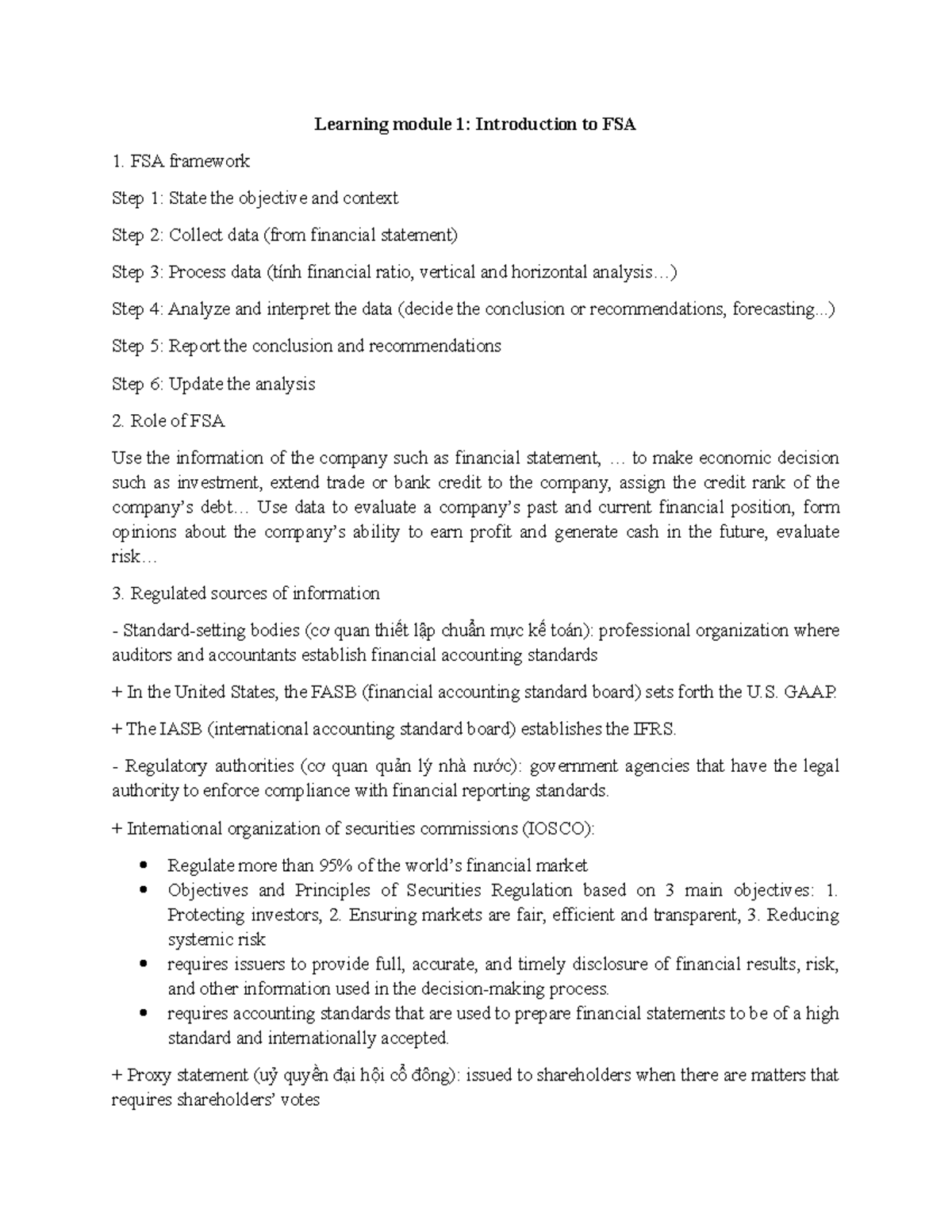 FSA 101: Intro to Financial Statement Analysis & Regulatory Framework ...
