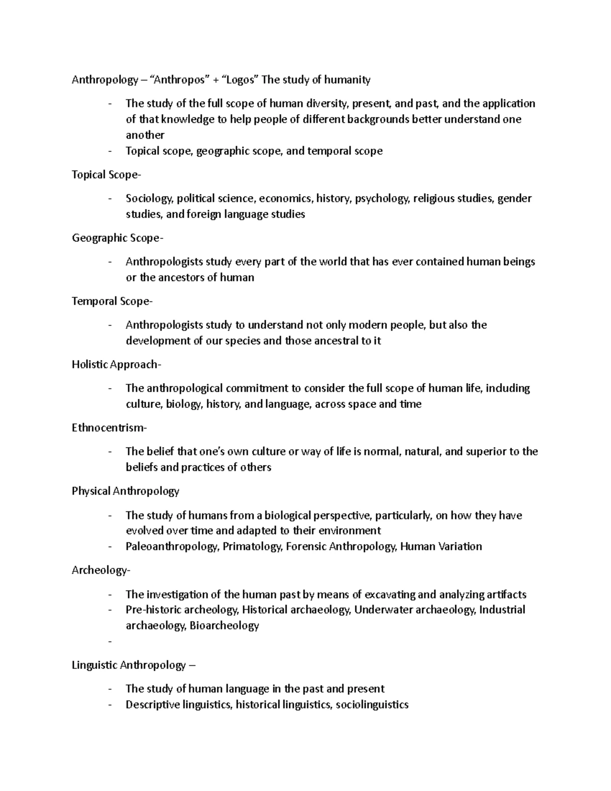 ANTH 101-Final Exam Study Guide: Key Concepts & Terms Review - Studocu