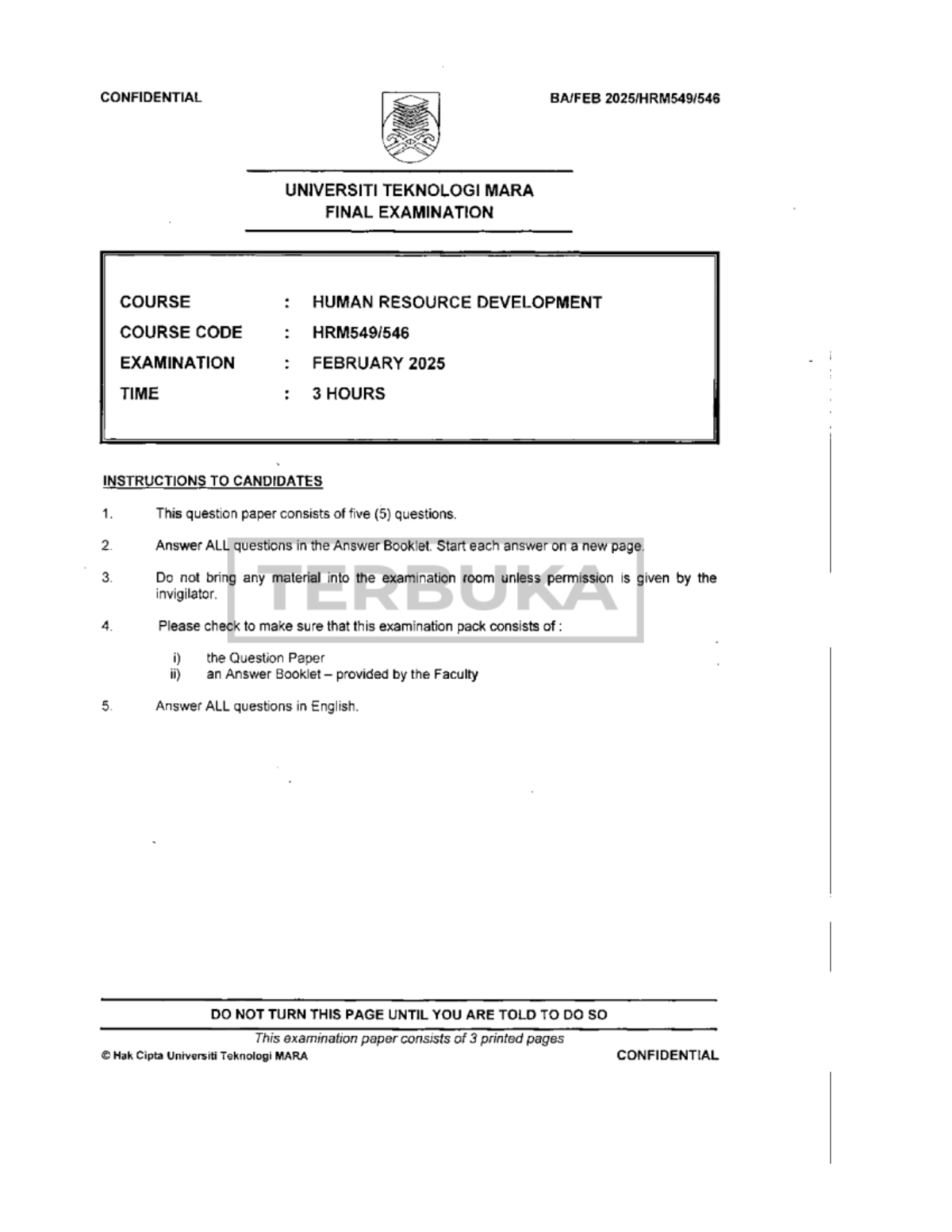 HRM549 Final Exam Notes: Human Resource Development February 2025 - Studocu