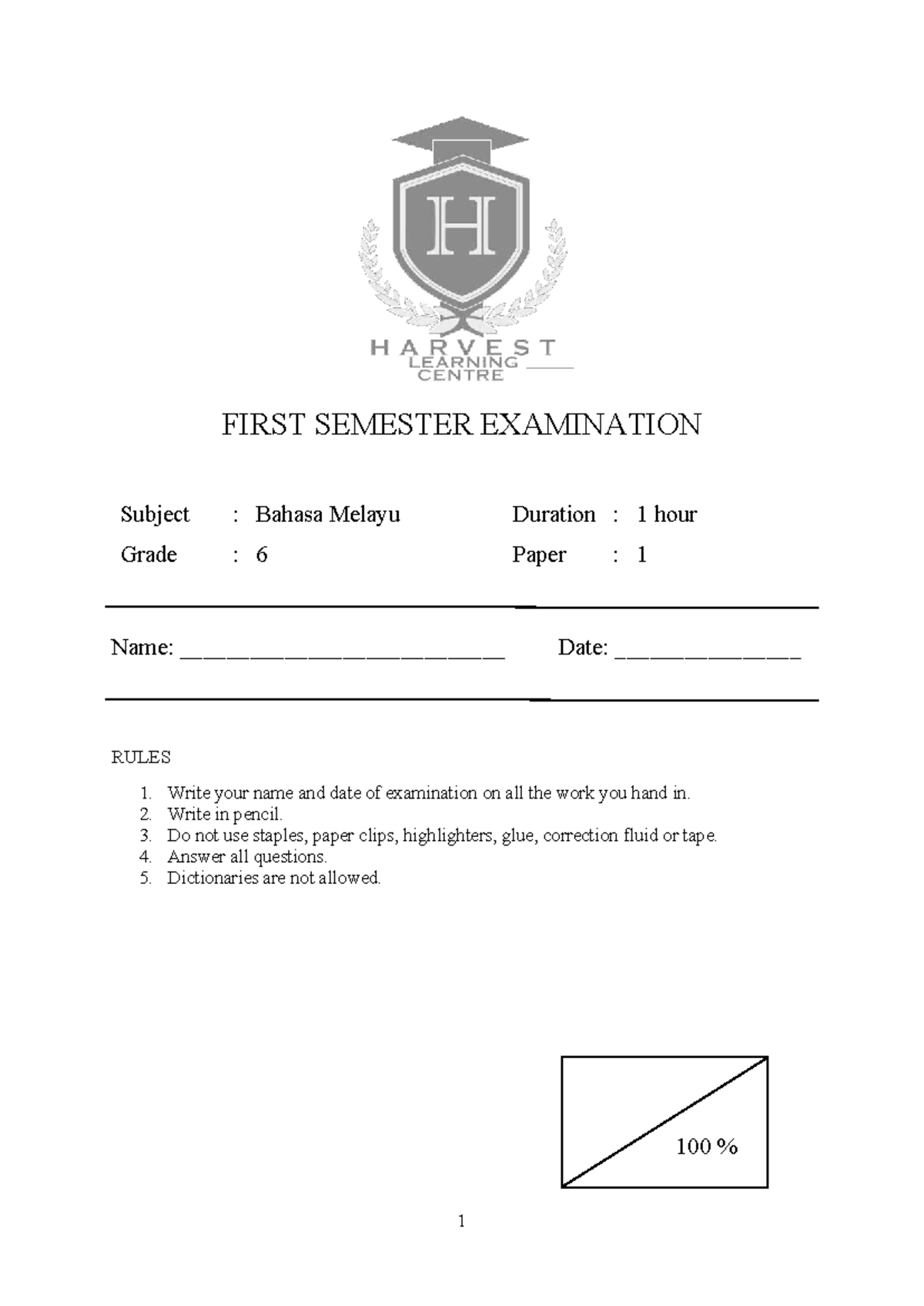 G6 Bahasa Melayu - First Semester Exam Guidelines and Questions - Studocu