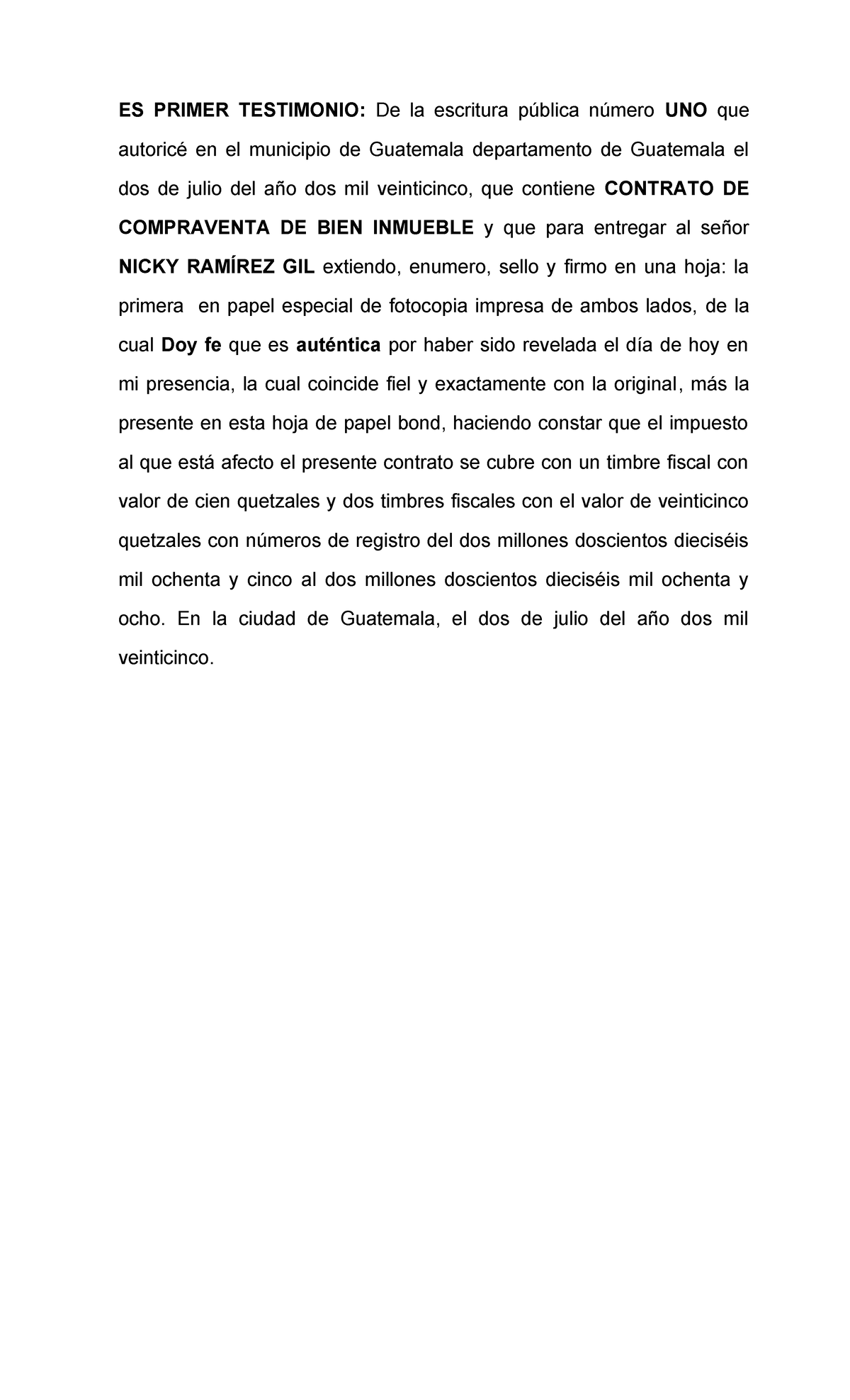 Testimonios de Escrituras Públicas en Guatemala (2025) - Studocu