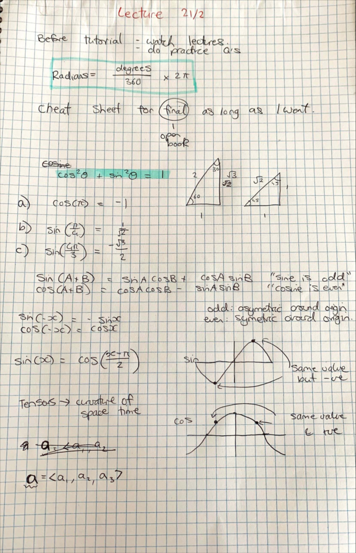 TC 360 Lecture Notes: Radians and Vectors Overview - Studocu