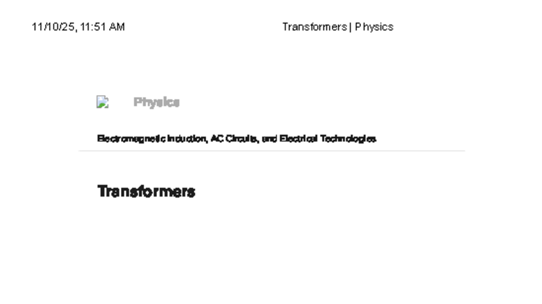 Transformers Physics: Electromagnetic Induction & AC Circuits - Studocu