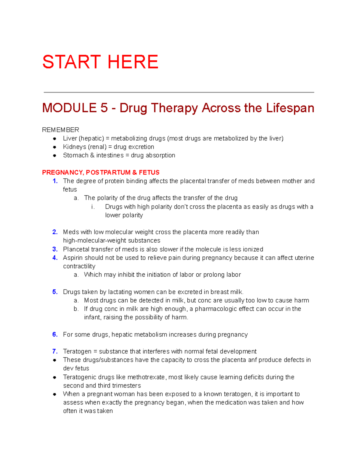 Pharm Test 3 Review - START HERE MODULE 5 - Drug Therapy Across the ...