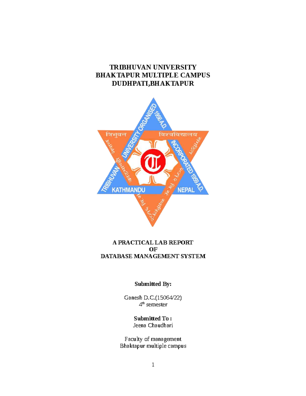 DBMS Lab Report: Practical Implementation of SQL Commands (4th Sem) - Studocu