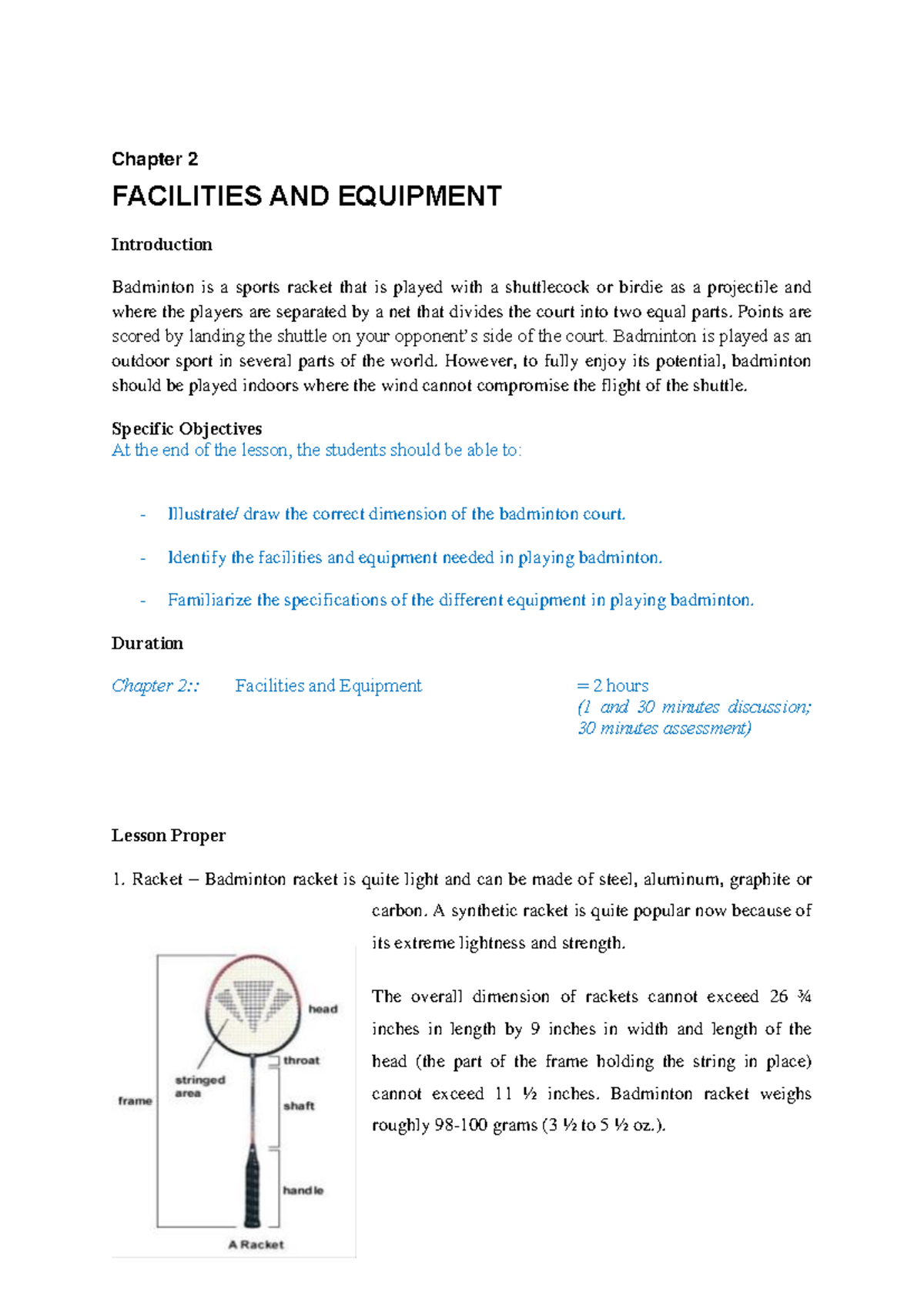 PEN 3 Facilities AND Equipment - Chapter 2 FACILITIES AND EQUIPMENT ...