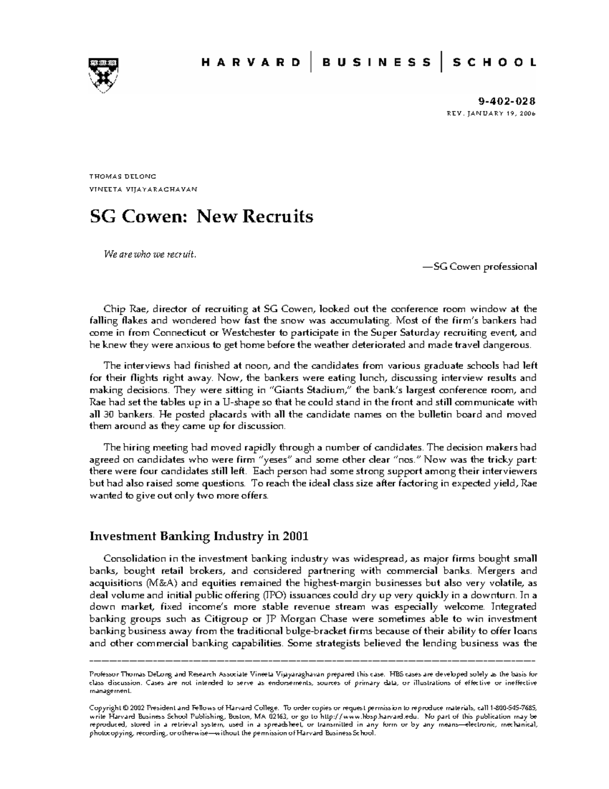 SG Cowen Case Study: Recruitment Strategies and Candidate Evaluation ...