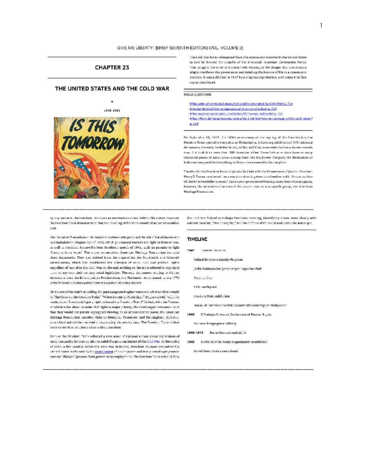 Foner: Overview of the US Role in the Cold War - 1 GIVE ME LIBERTY ...