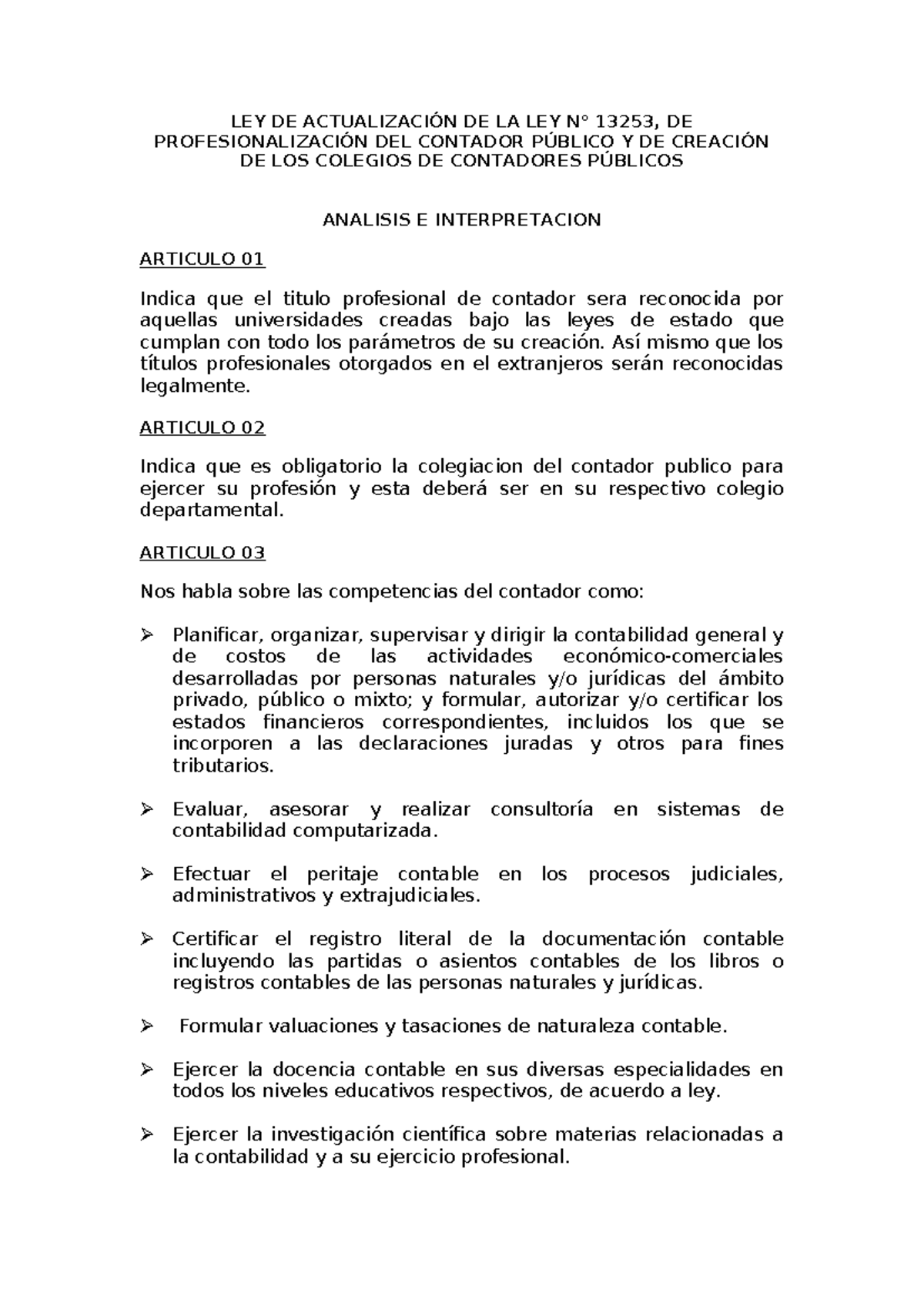 LEY DE Actualización- Analisis E Interpretacion - LEY DE ACTUALIZACIÓN ...