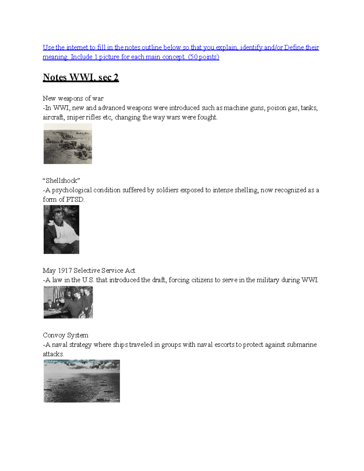 History Assignment - WWI Overview and Key Concepts Explained - Studocu