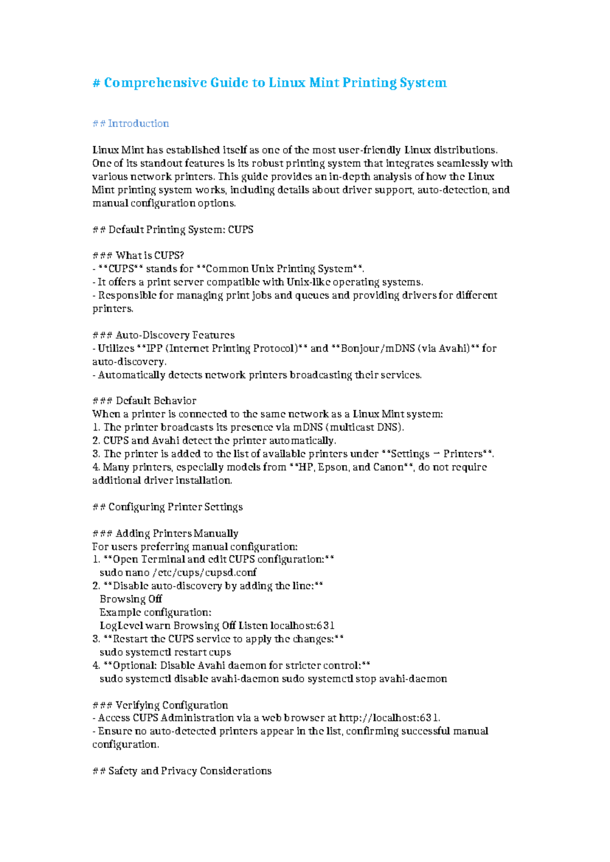 Linux Mint Printing System: A Comprehensive Guide to CUPS Integration ...