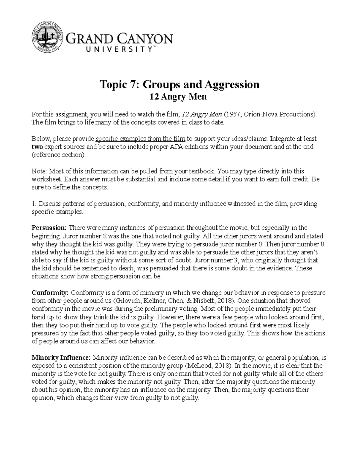 12 Angry Men PSY-362 Film Analysis: Groups, Aggression, and Bias - Studocu