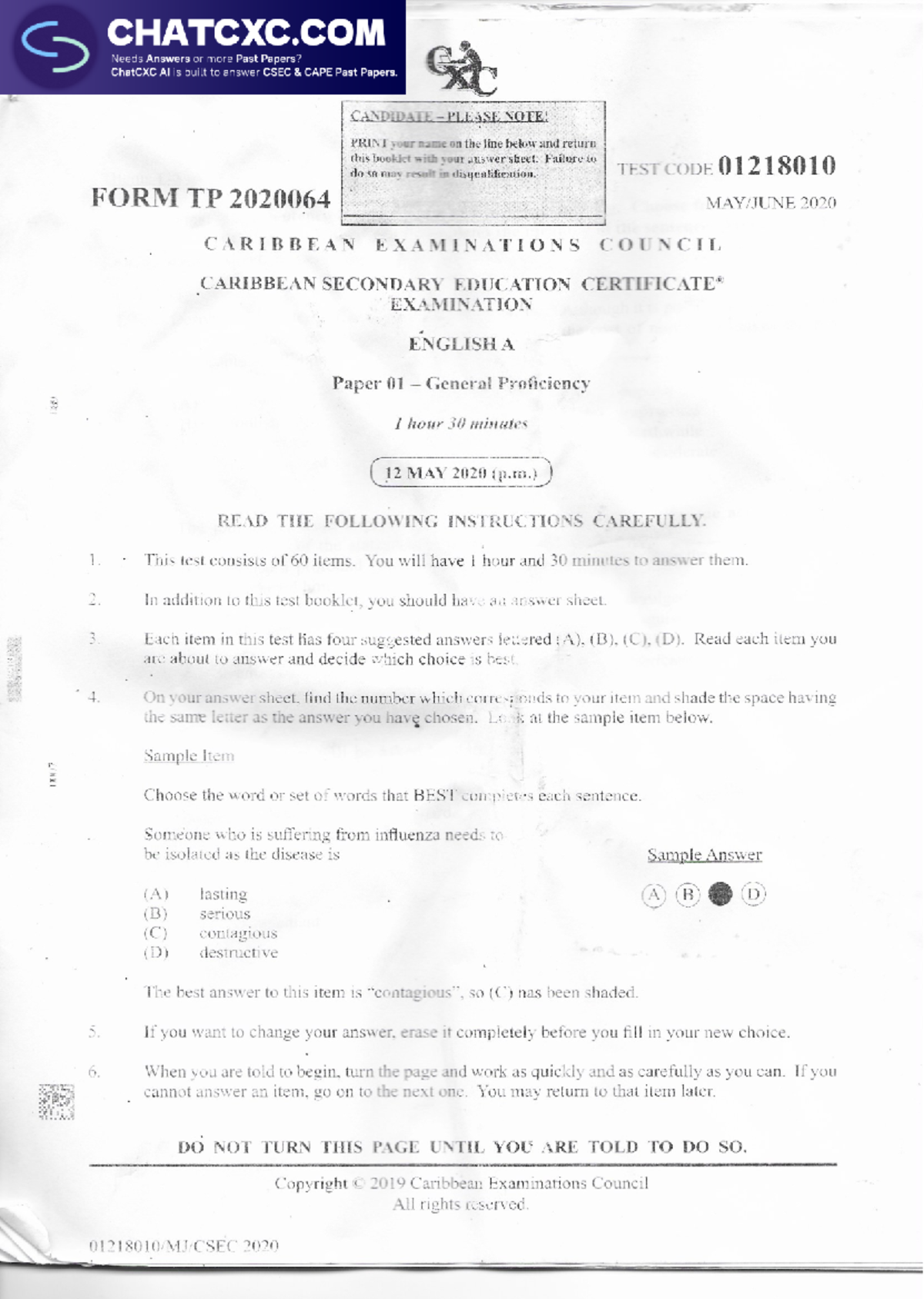 English A May 2020 Paper 1 Examination Guide - Studocu