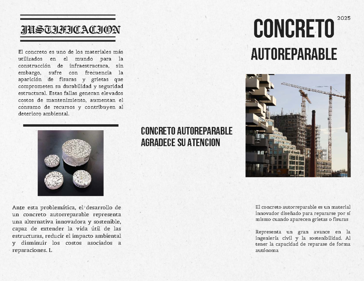 Concreto Autoreparable: Justificación y Proyecto 2025 - Studocu