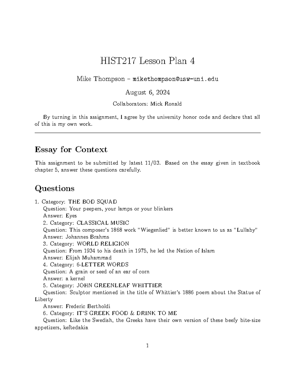 HIST217 Lesson Plan 4: Indigenous Pedagogies Reflection - Studocu