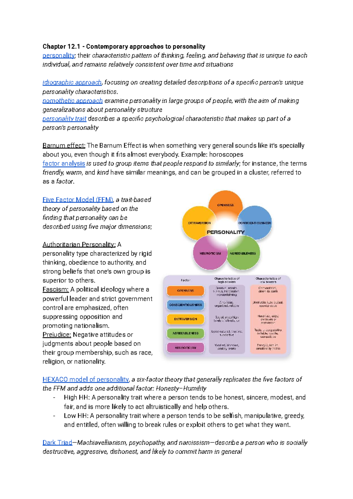 Psych Test 5 - Chapter 12: Contemporary & Cultural Approaches to ...