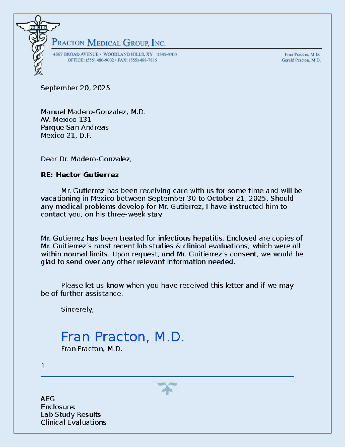 PMG Letter to Physician Regarding Mr. Gutierrez's Care - Studocu
