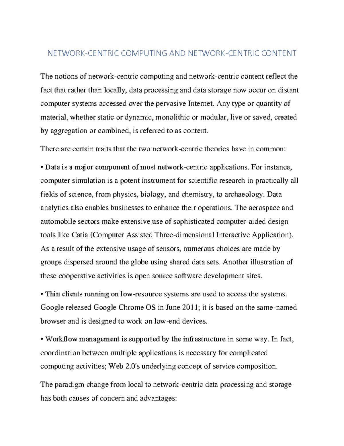 Network-Centric Computing and Content: Trends & Implications - Studocu