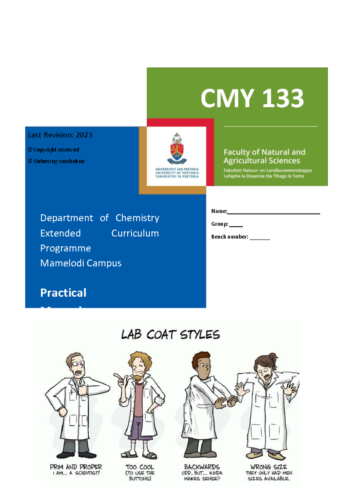 CMY 133 Practical Manual: Essential Guidelines and Experiments 2023 ...