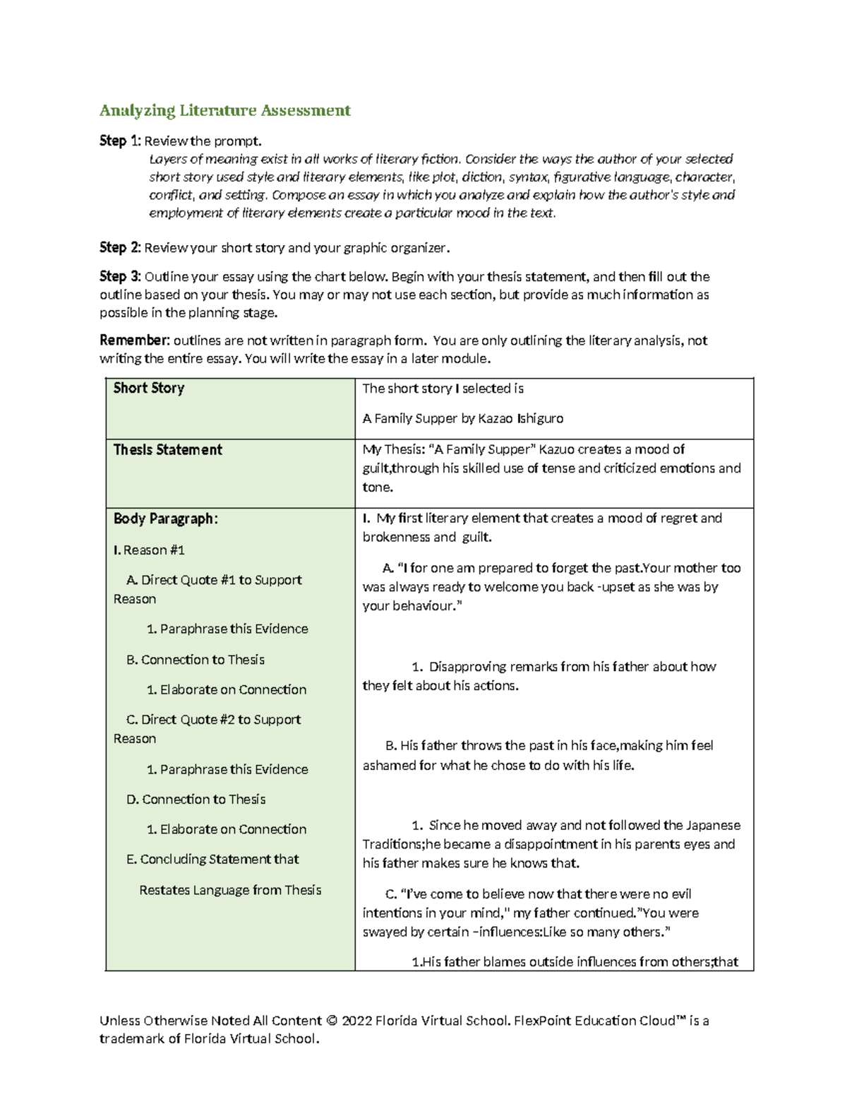 1.03 Analyzing Literature Assessment Outline completed - Analyzing ...
