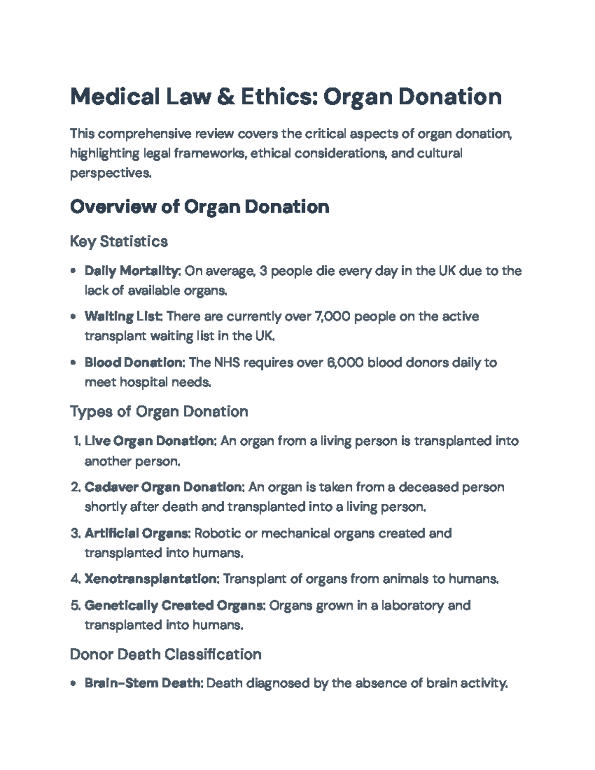 Medical Law & Ethics: Comprehensive Review of Organ Donation Practices ...