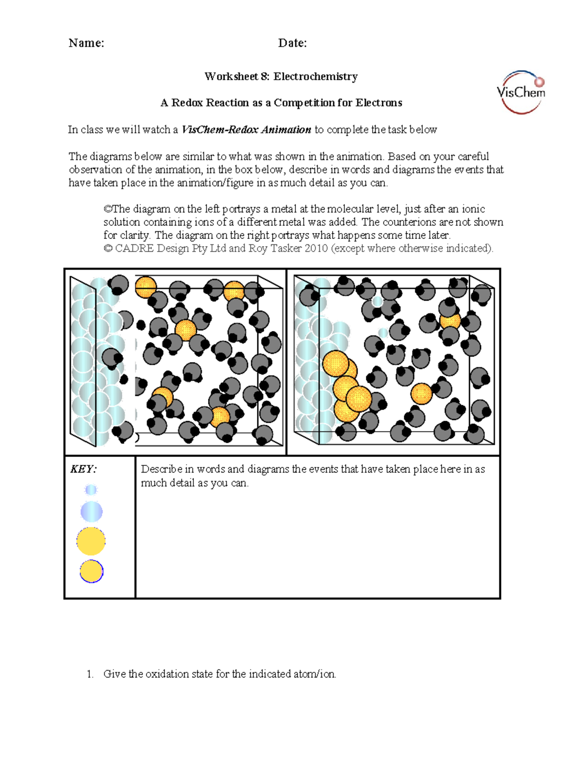 Worksheet 8-Electrochemistry - Worksheet 8: Electrochemistry A Redox ...
